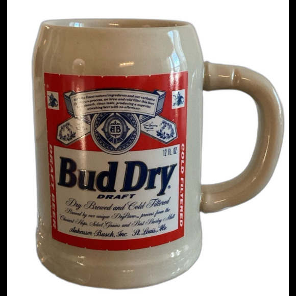 Budweiser | Dining | Bud Dry Draft Ceramic Heavy Weight Beer Stein Made ...